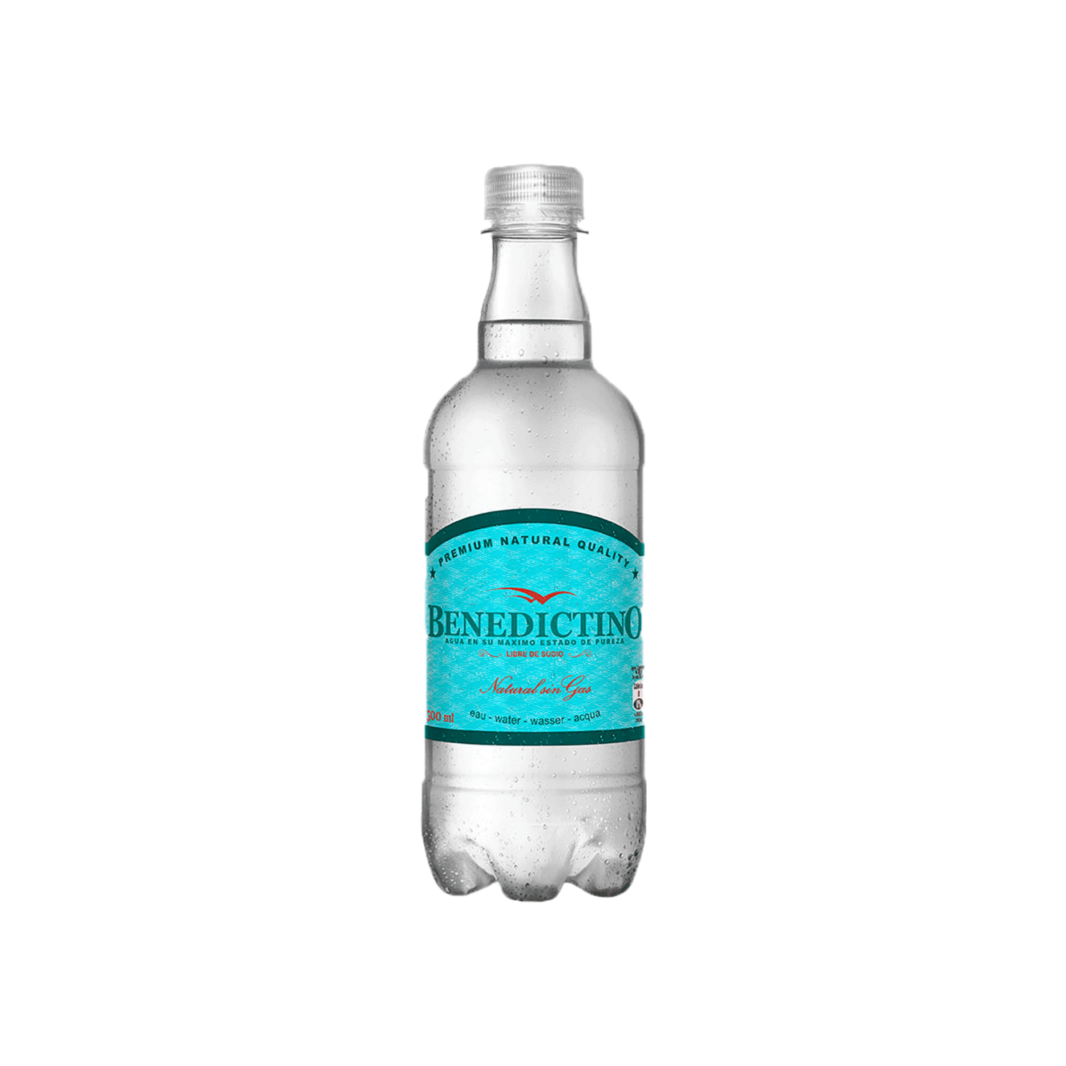 DISPLAY BENEDICTINO AGUA SIN GAS 500 ML (X12) - Distribuidora Santiago